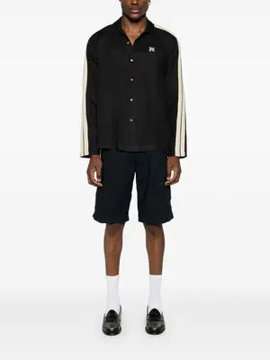 Palm Angels Logo-embroidered Linen Shirt - Black