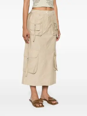 Acne Studios Embroidered Logo Crinkled Cargo Skirt - Neutrals
