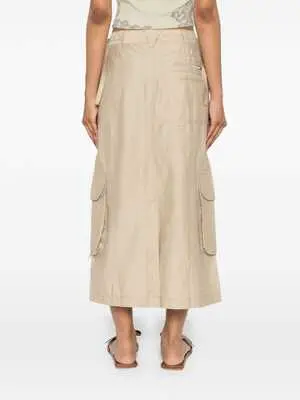 Acne Studios Embroidered Logo Crinkled Cargo Skirt - Neutrals