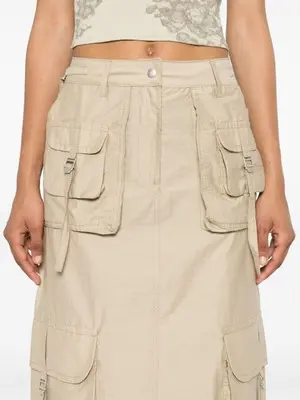Acne Studios Embroidered Logo Crinkled Cargo Skirt - Neutrals