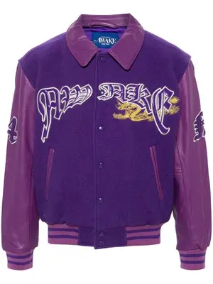 AWAKE NY Varsity Felted Bomber Jacket - Purple