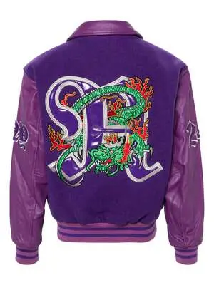 AWAKE NY Varsity Felted Bomber Jacket - Purple