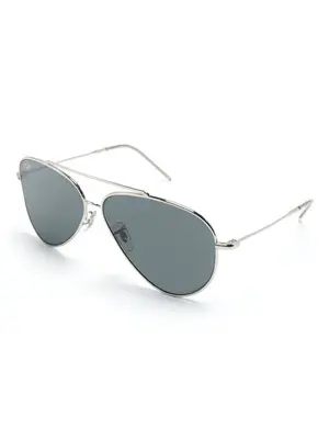 Ray-ban Reverse Aviator-frame Sunglasses - Silver