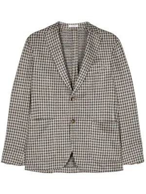 Boglioli Houndstooth-pattern Linen Blazer