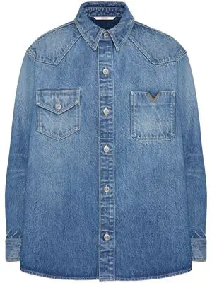Valentino Garavani V-detail Denim Shirt - Blue