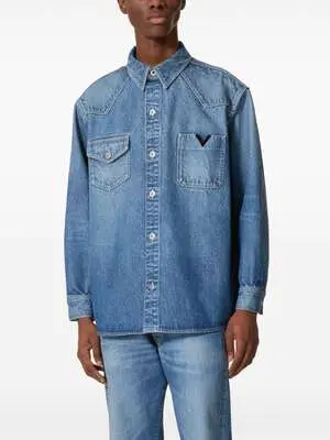 Valentino Garavani V-detail Denim Shirt - Blue