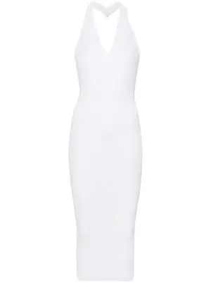 Balmain V-neck Halterneck Midi Dress