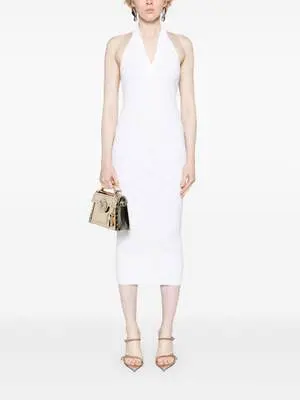 Balmain V-neck Halterneck Midi Dress