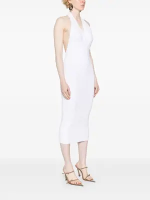 Balmain V-neck Halterneck Midi Dress
