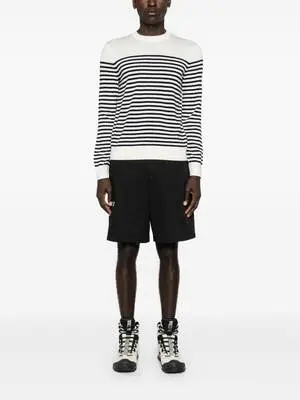 Theory Striped Wool-blend Jumper - White