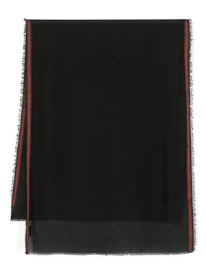 Gucci Web-stripe Frayed Scarf - Black
