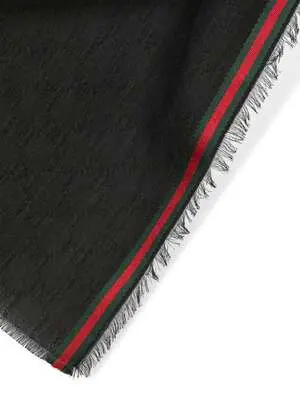 Gucci Web-stripe Frayed Scarf
