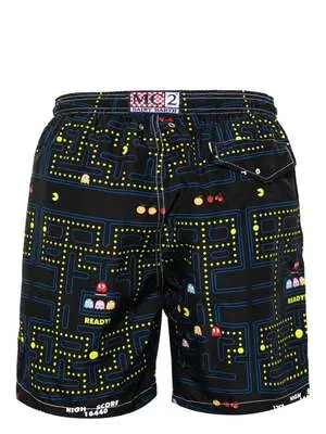 MC2 SAINT BARTH Lightning Printed Swim Shorts - Black