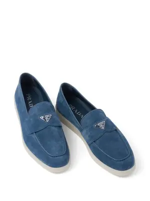 Prada Logo-plaque Suede Loafers
