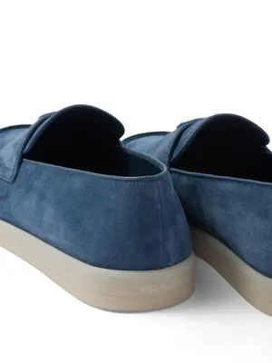 Prada Logo-plaque Suede Loafers