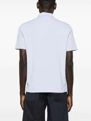 Fedeli Zero Striped Jersey Polo Shirt - Blue