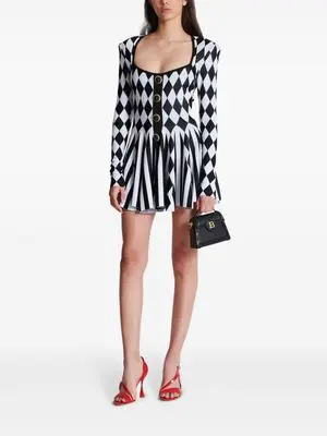 Balmain Diamond-intarsia Knitted Mini Dress