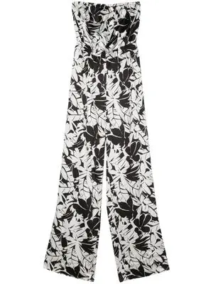 Michael Kors Palm Tree-print Jumpsuit - Black