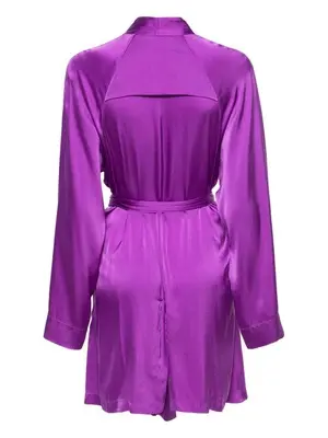 FORTE_FORTE V-neck Satin Coat - Purple