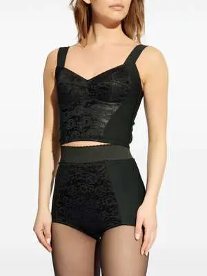 Dolce & Gabbana Jacquard And Lace Corset Bustier Top - Black