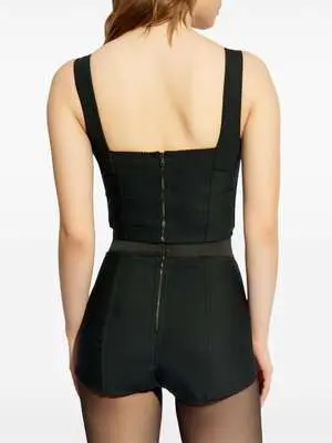 Dolce & Gabbana Jacquard And Lace Corset Bustier Top - Black