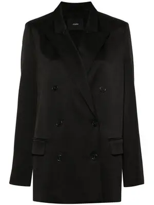 JOSEPH Ottoman Knitted Double-breasted Blazer - Black