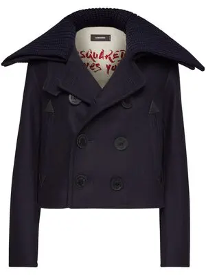 Dsquared2 Double-breasted Cropped Pea Coat - Blue
