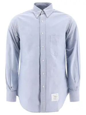 Thom Browne Shirt With Chest Pocket - Light Blue