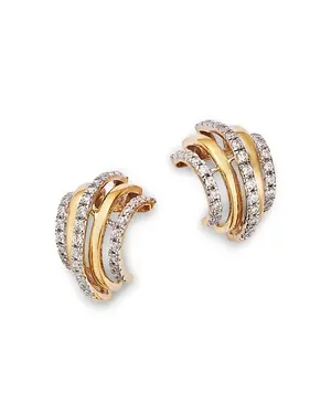 Bloomingdale'S Diamond Multi Row Hoop Earrings - Gold
