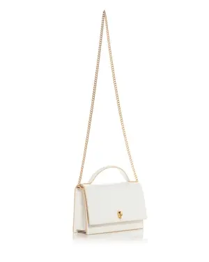 Alexander McQueen Skull Croc Embossed Leather Shoulder Bag - Ivory