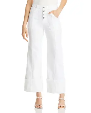 Cinq À Sept Benji Cropped Wide Leg Denim Pants - White