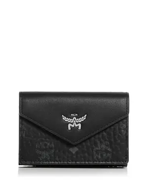 Mcm Aren Visetos Trifold Wallet - Black