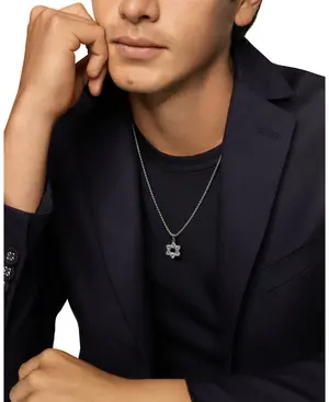 David Yurman Sterling Silver Star Of David Pendant - Black/silver