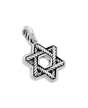 David Yurman Sterling Silver Star Of David Pendant - Black/silver