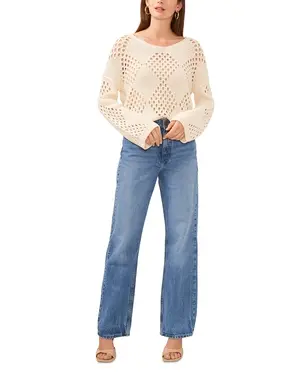 Vince Camuto Diamond Pointelle Sweater