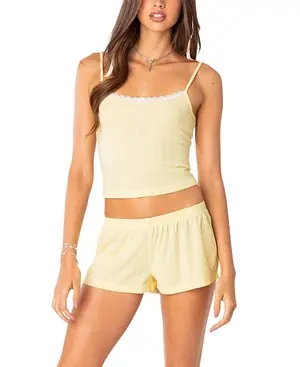 EDIKTED Irene Pointelle Tank Top - Yellow
