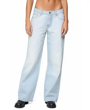 EDIKTED Magda Low Rise Jeans - Light-blue