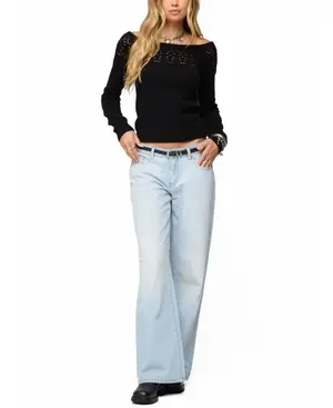 EDIKTED Magda Low Rise Jeans - Light-blue