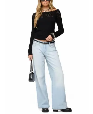 EDIKTED Magda Low Rise Jeans - Light-blue