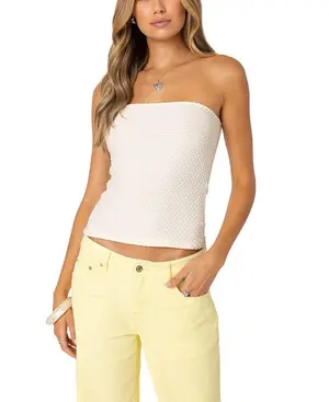 EDIKTED Albina Textured Tube Top - Cream