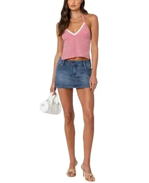 EDIKTED Charmaine Open Back Gingham Top