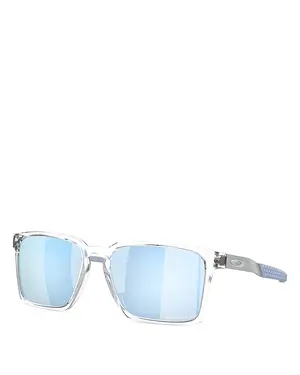 Oakley 56 Mm Polarized Rectangle Sunglasses - Clear/blue Polarized Solid