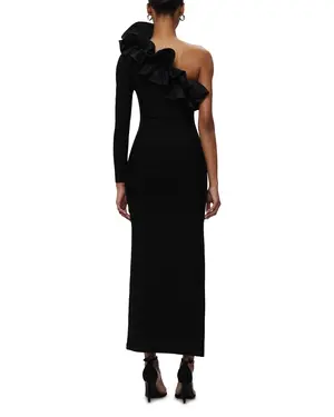 Herve Leger Asymmetric Ruffled Gown