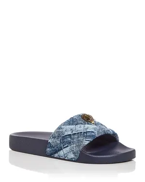 Kurt Geiger Meena Eagle Quilted Slide Sandals - Navy