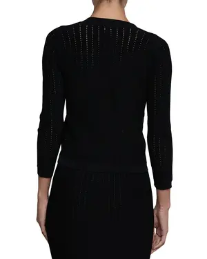 L'Agence Irvin Pointelle Cropped Cardigan - Black