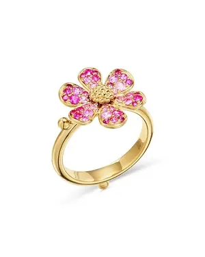 Temple St. Clair 18k Yellow Gold Flower Power Ring - Pink/gold