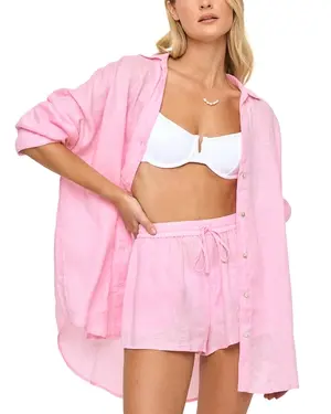 L*Space Rio Linen Cover Up Shorts - Rosewater