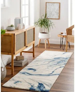 SURYA Kavita 18415 Runner Area Rug, 2'6 X 8 - Navy
