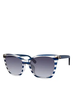 Kate Spade New York Desi Rectangular Sunglasses, 55mm - Navy Stripe/blue Gradient
