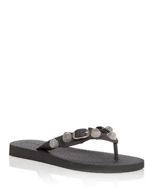 Balenciaga Cagole Studded Flip Flops - Noir